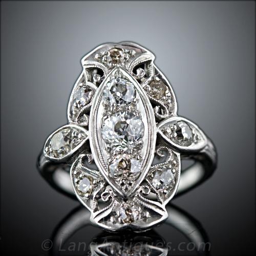Edwardian Platinum and Diamond Dinner Ring