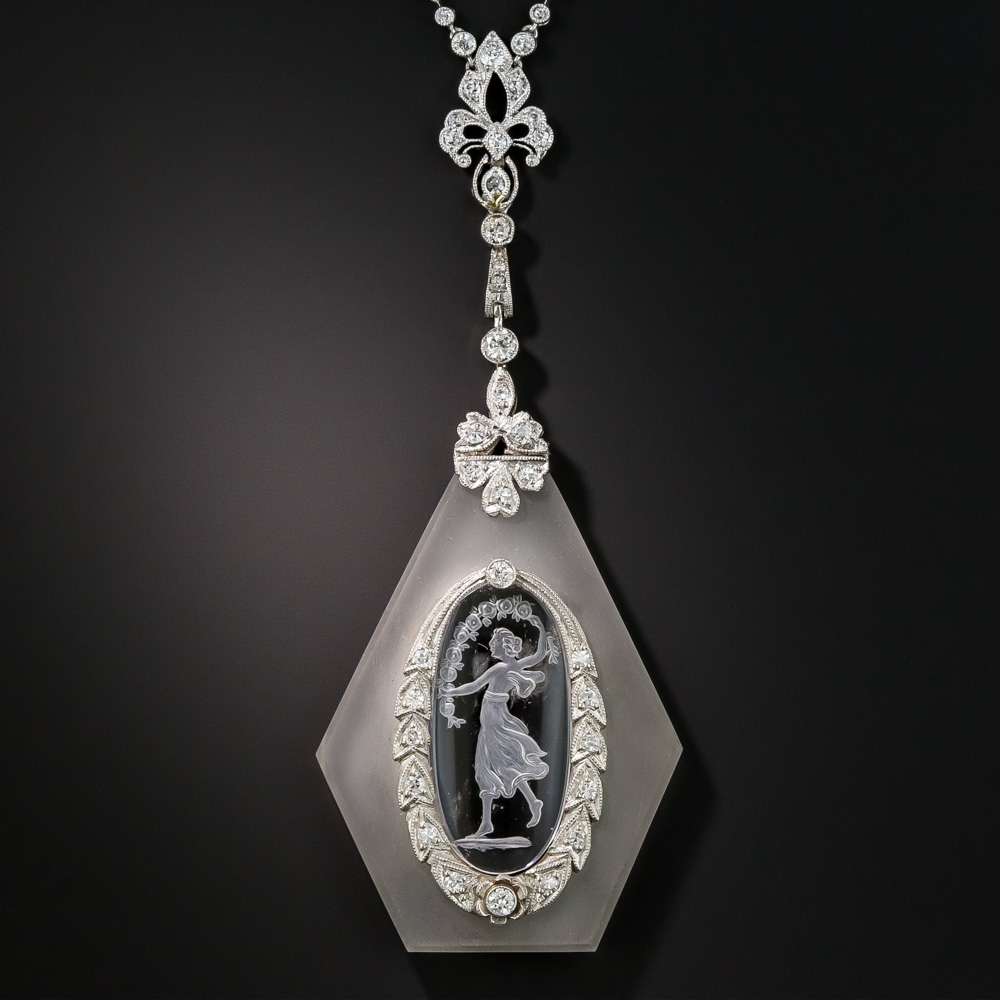 Edwardian Rock Crystal Reverse Intaglio Lavalière Necklace