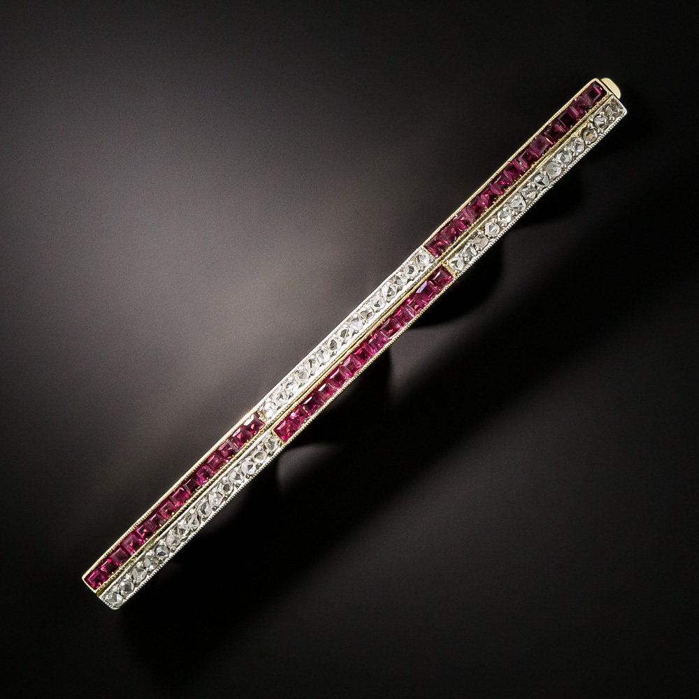 Edwardian Ruby and Diamond Hair Pin