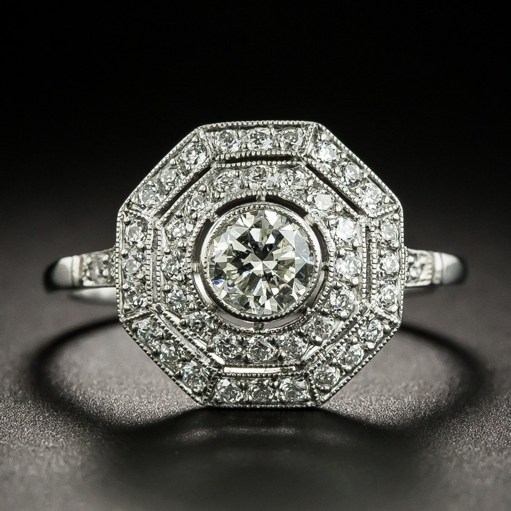 Edwardian-Style .48 Carat Octagonal Diamond Ring
