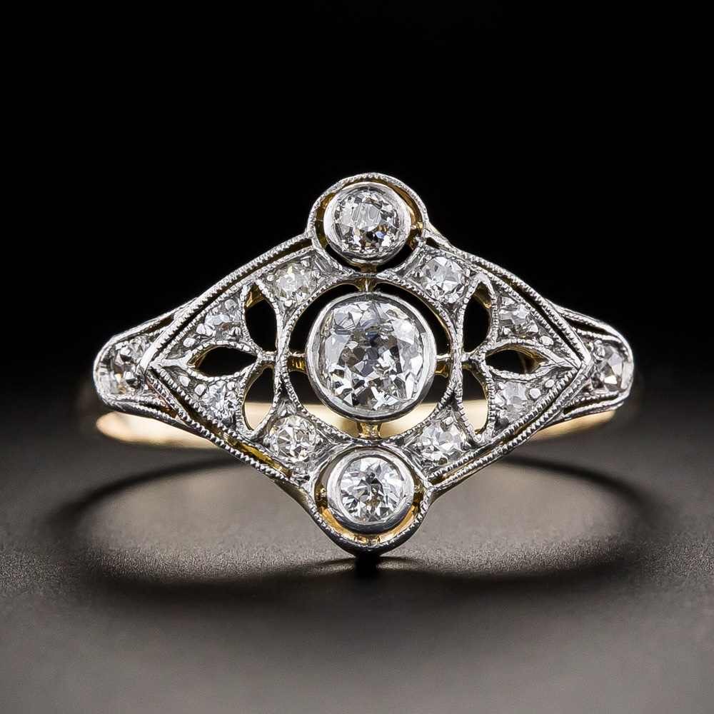Edwardian Three-Stone Diamond Dinner Ring