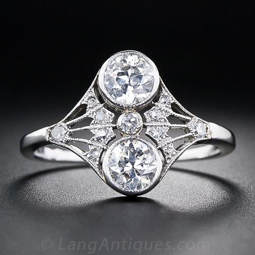 Edwardian Twin Diamond Dinner Ring