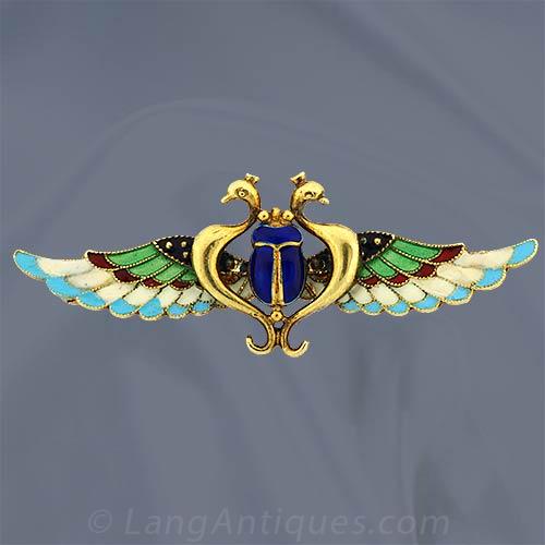 Egyptian Revival Winged Scarab Pin
