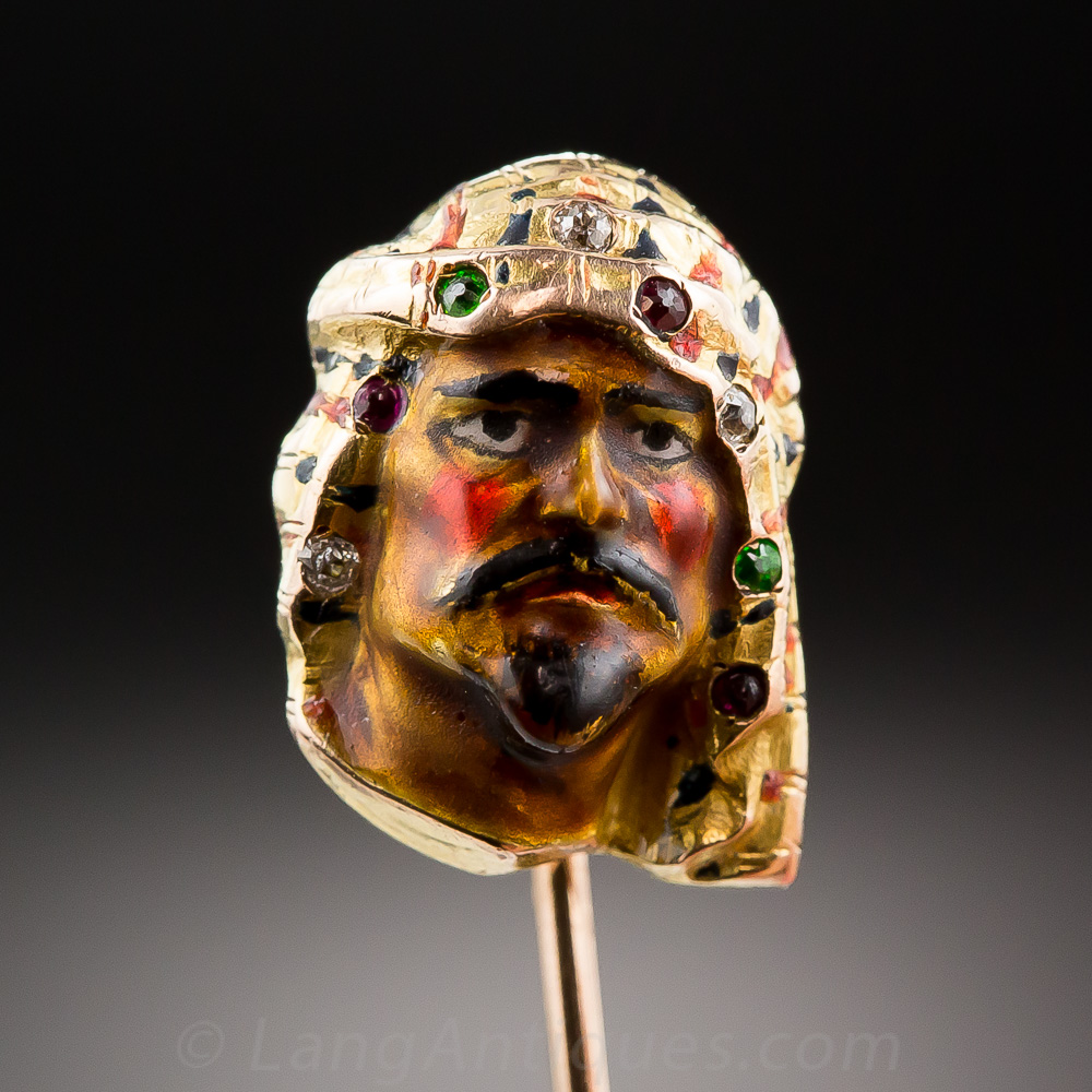 Enamel and Gemstone Sheik Stickpin