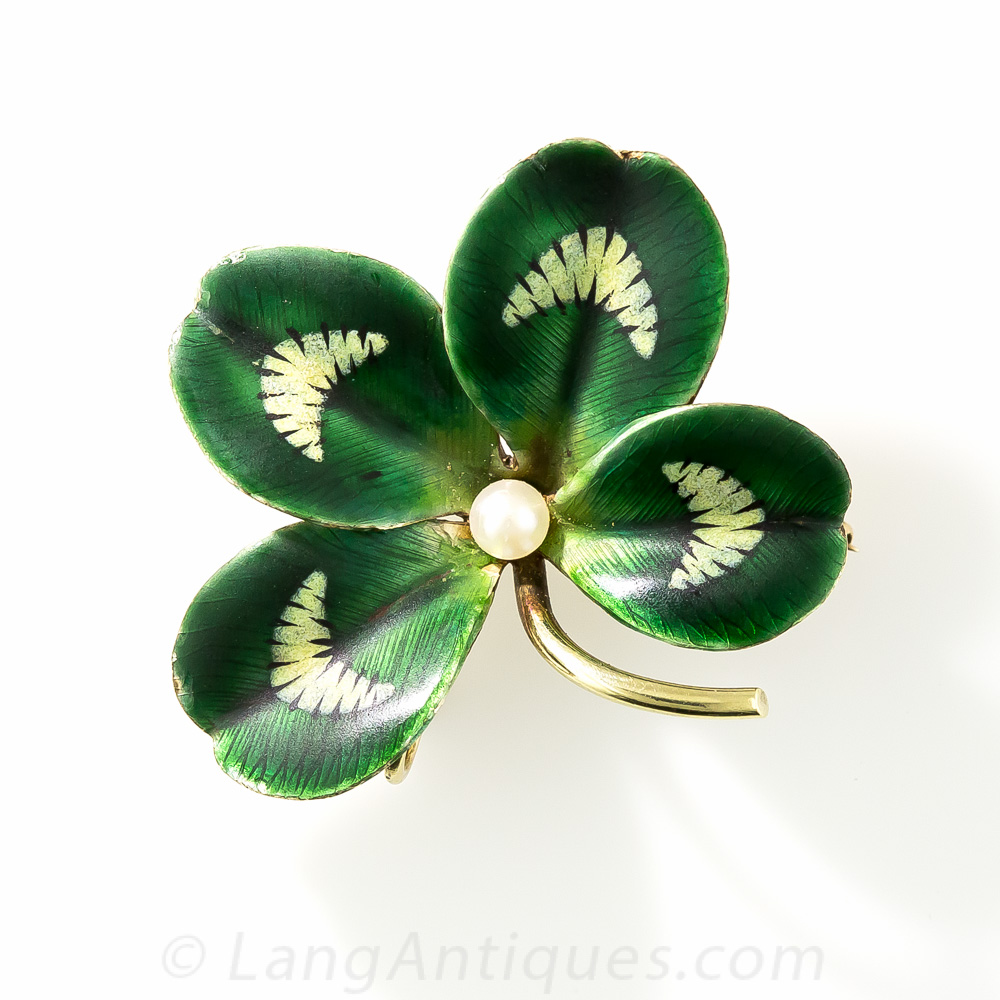 Enamel Four Leaf Clover Pin by Krementz