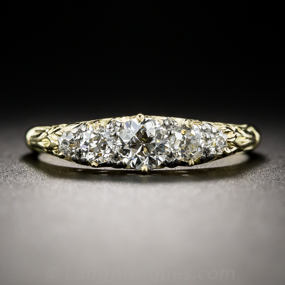 English 18K Five-Stone Diamond Ring