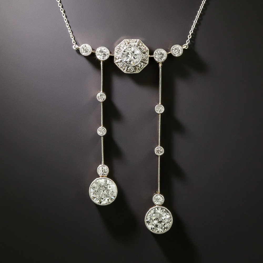 English Edwardian Diamond Negligee Necklace