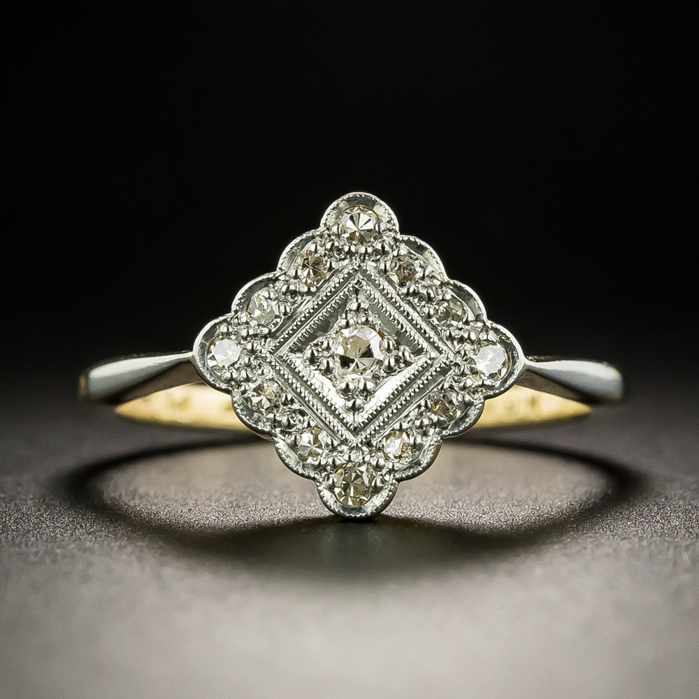 English Edwardian Petite Lozenge-Shaped Diamond Ring