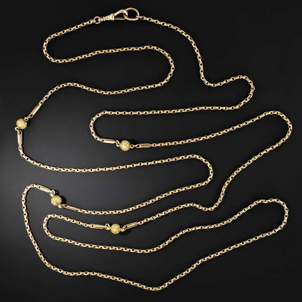 English Victorian 57 Inch Chain Necklace