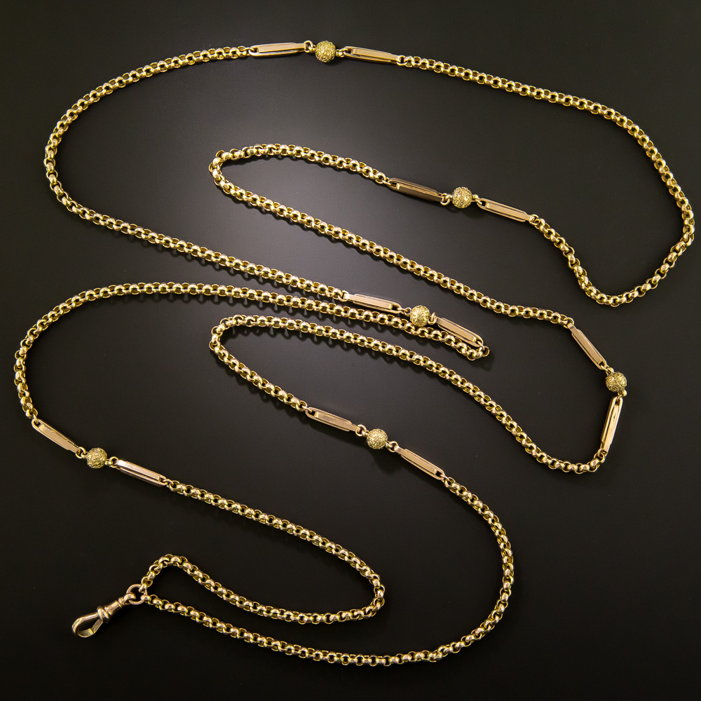 English Victorian 59-Inch Novelty Link Chain - What's New