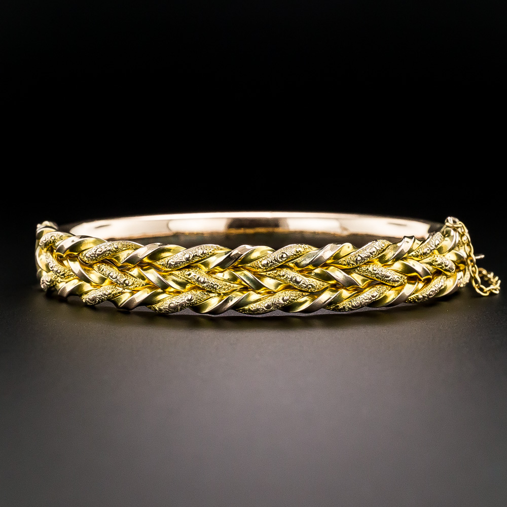 English Victorian Braided Bangle Bracelet