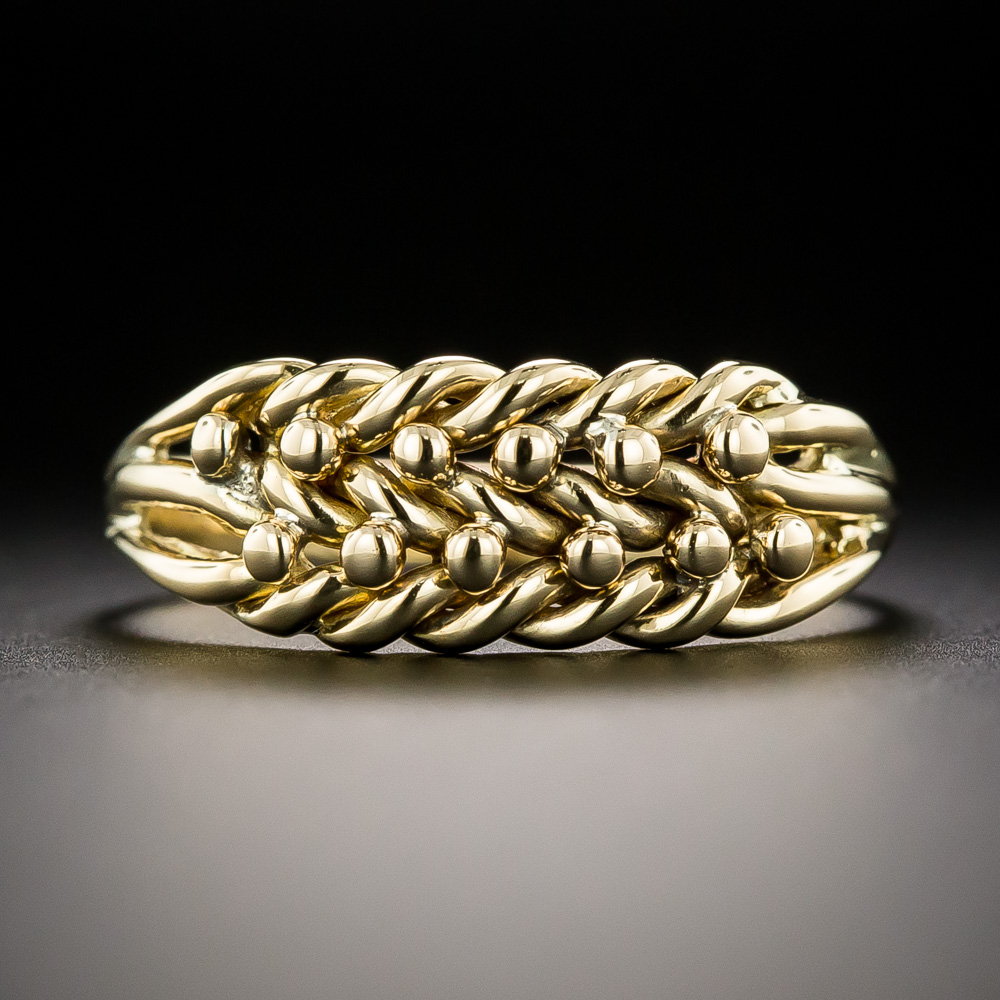English Victorian Braided Keeper Ring, Circa 1908