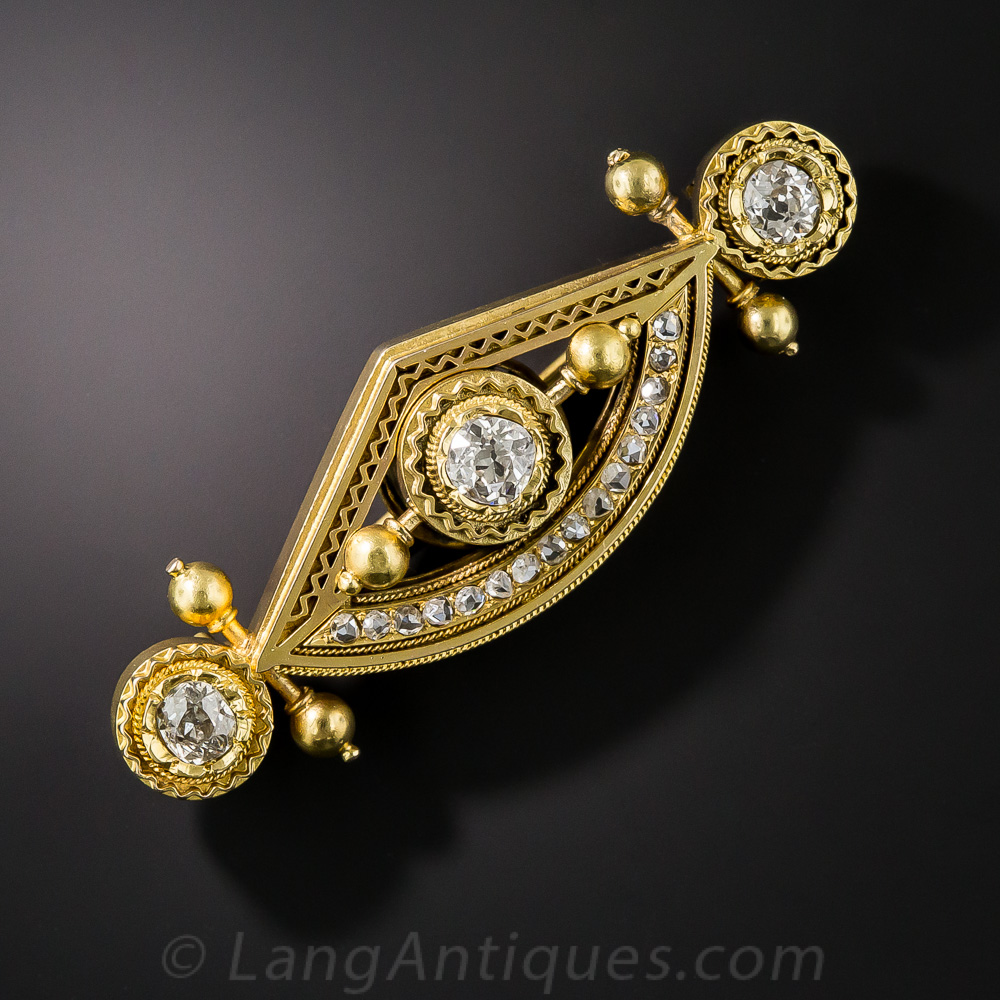 English Victorian Diamond Bar Pin