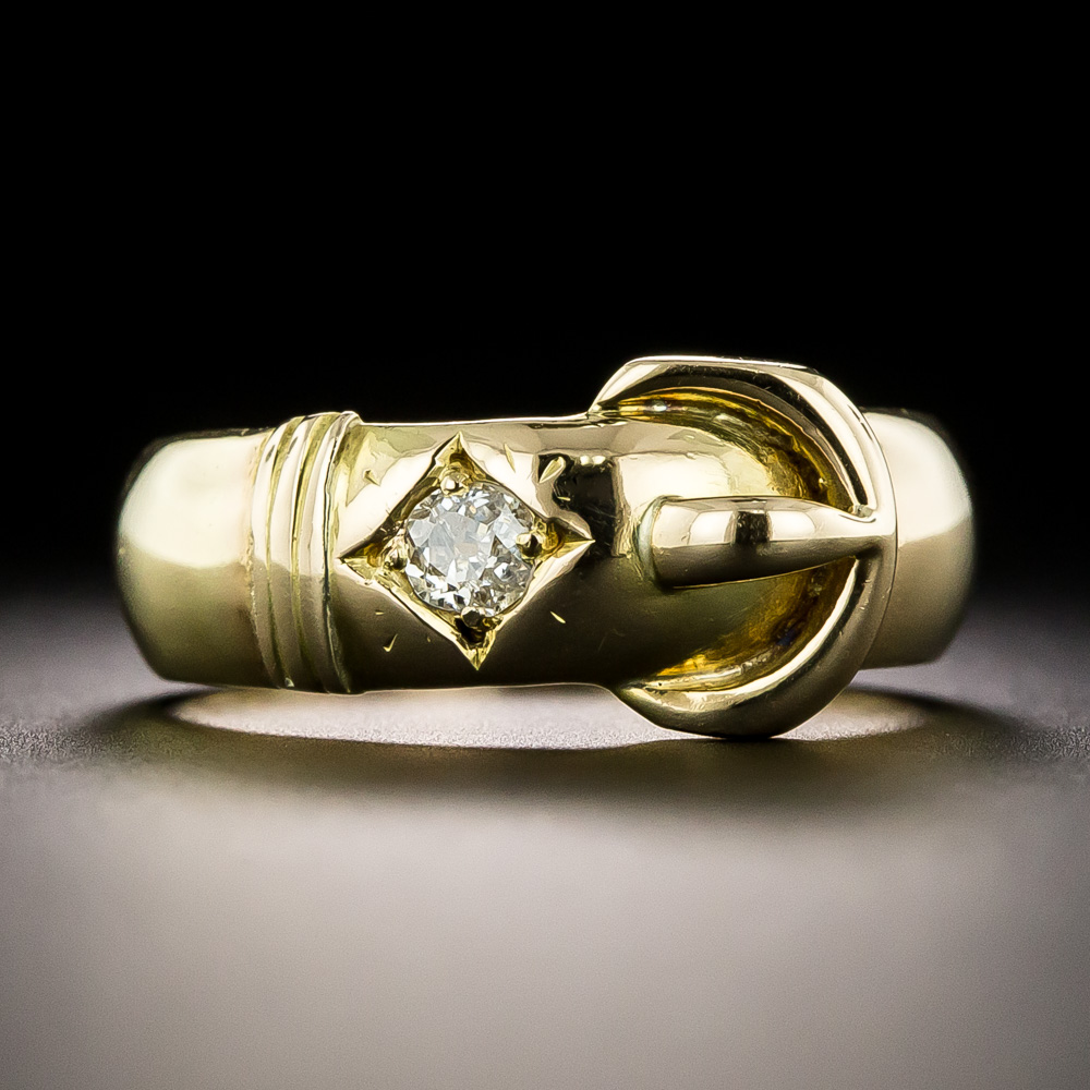 English Victorian Diamond Buckle Ring, Circa 1898