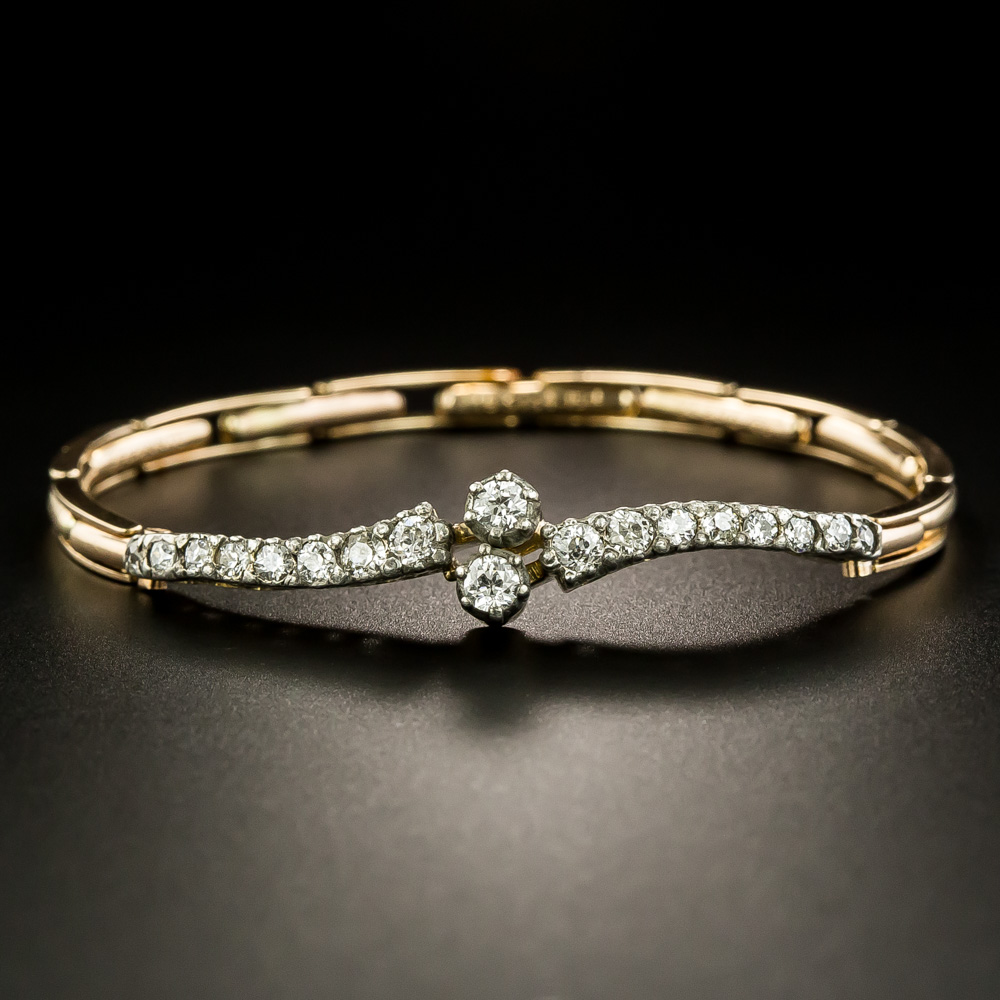 English Victorian Diamond Bypass Bracelet