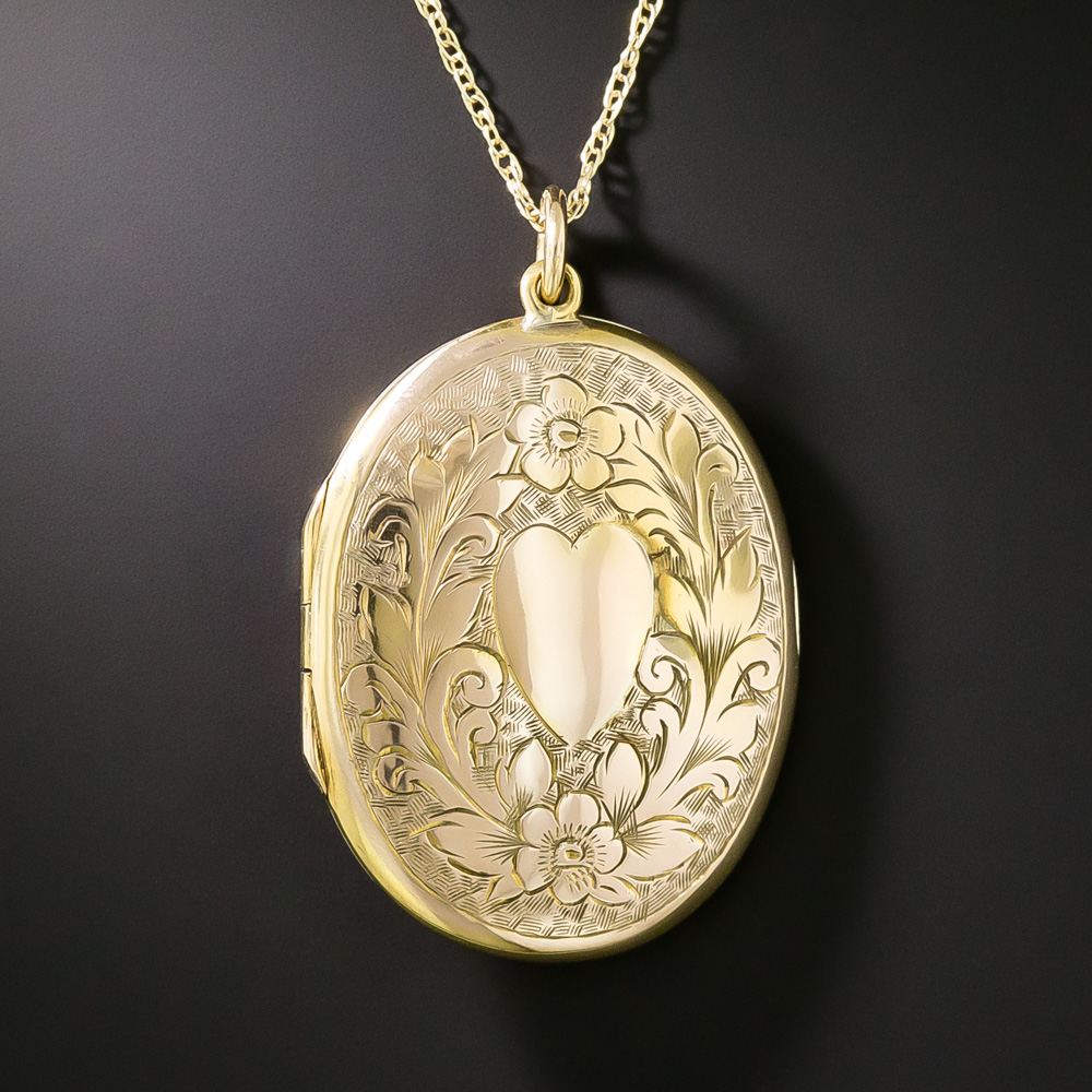 English Victorian Engraved Oval Locket