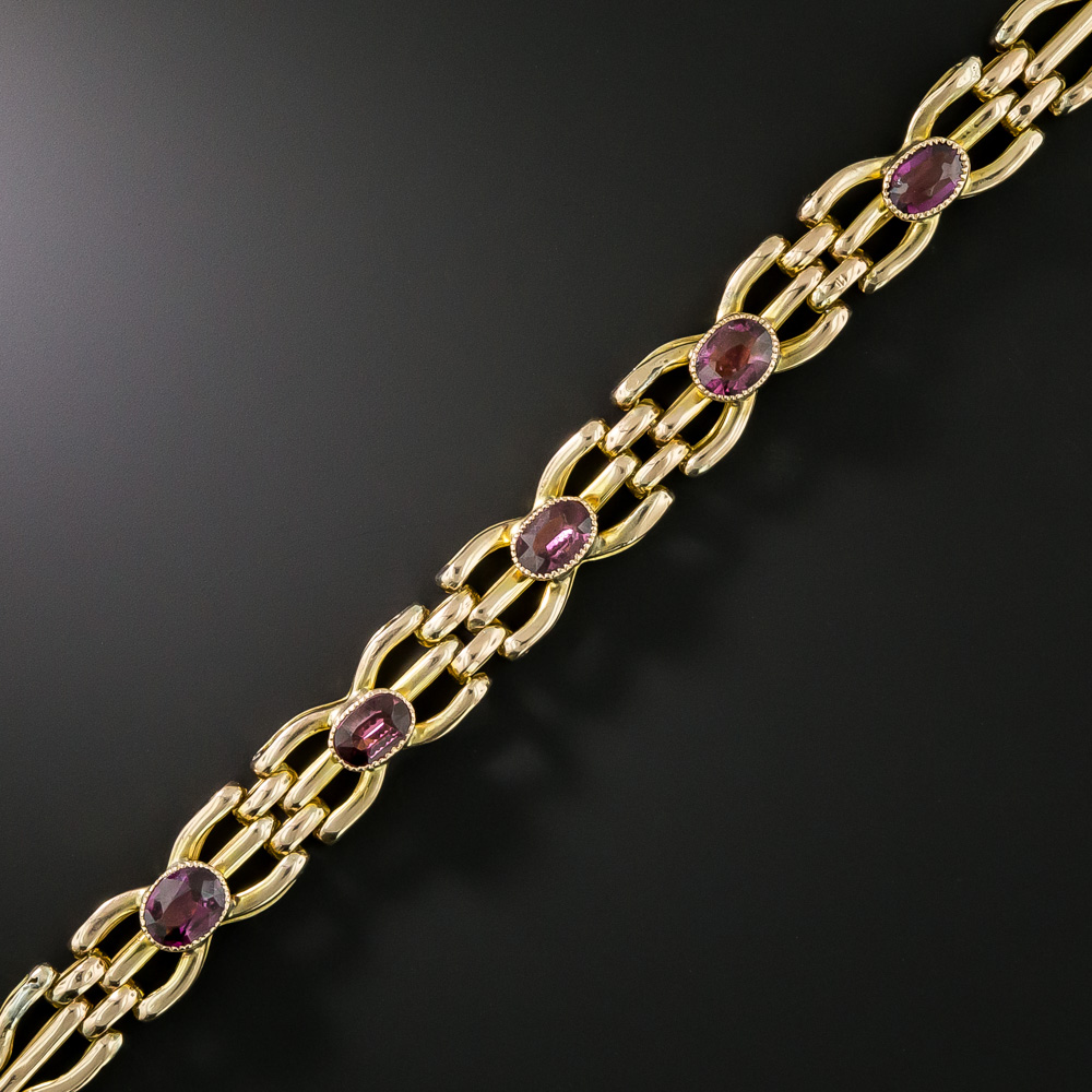 English Victorian Garnet Gate Bracelet
