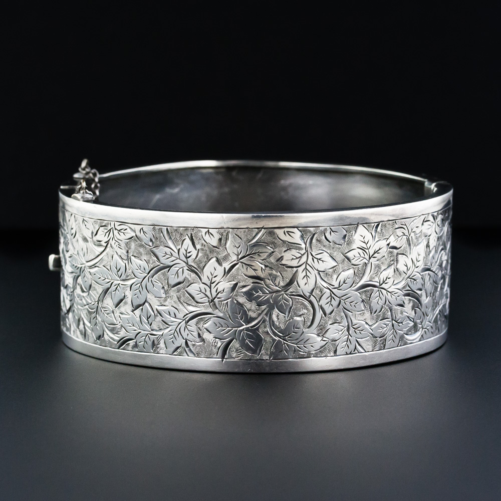 English Victorian Silver Engraved Bracelet, Circa 1882-83