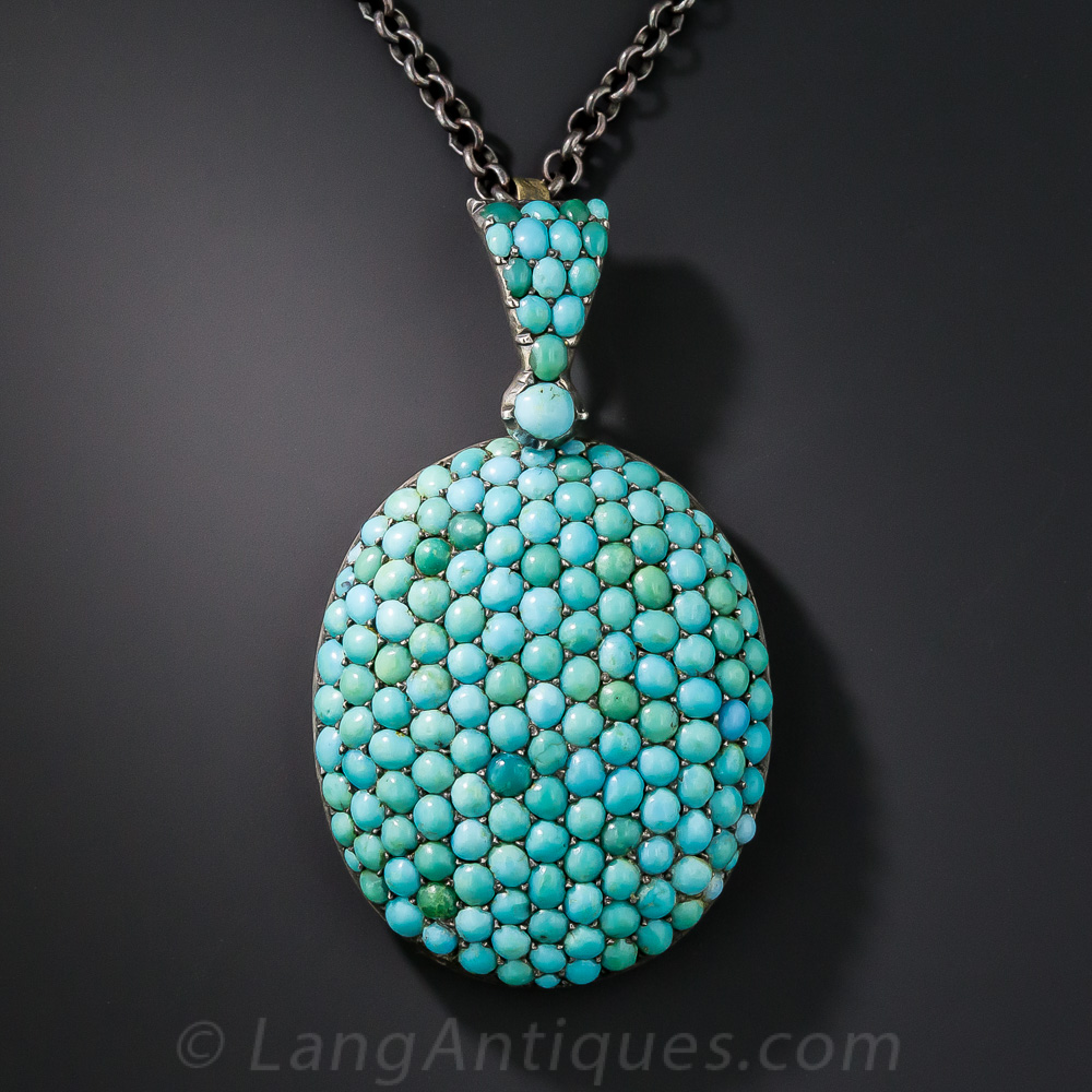English Victorian Turquoise Pendant Locket