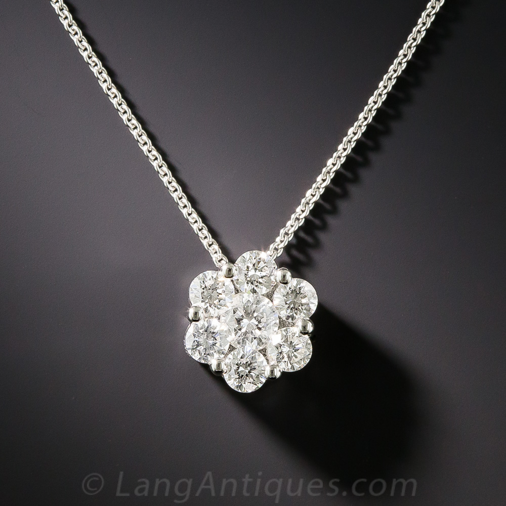 Estate 1.00 Carat Diamond Cluster Pendant