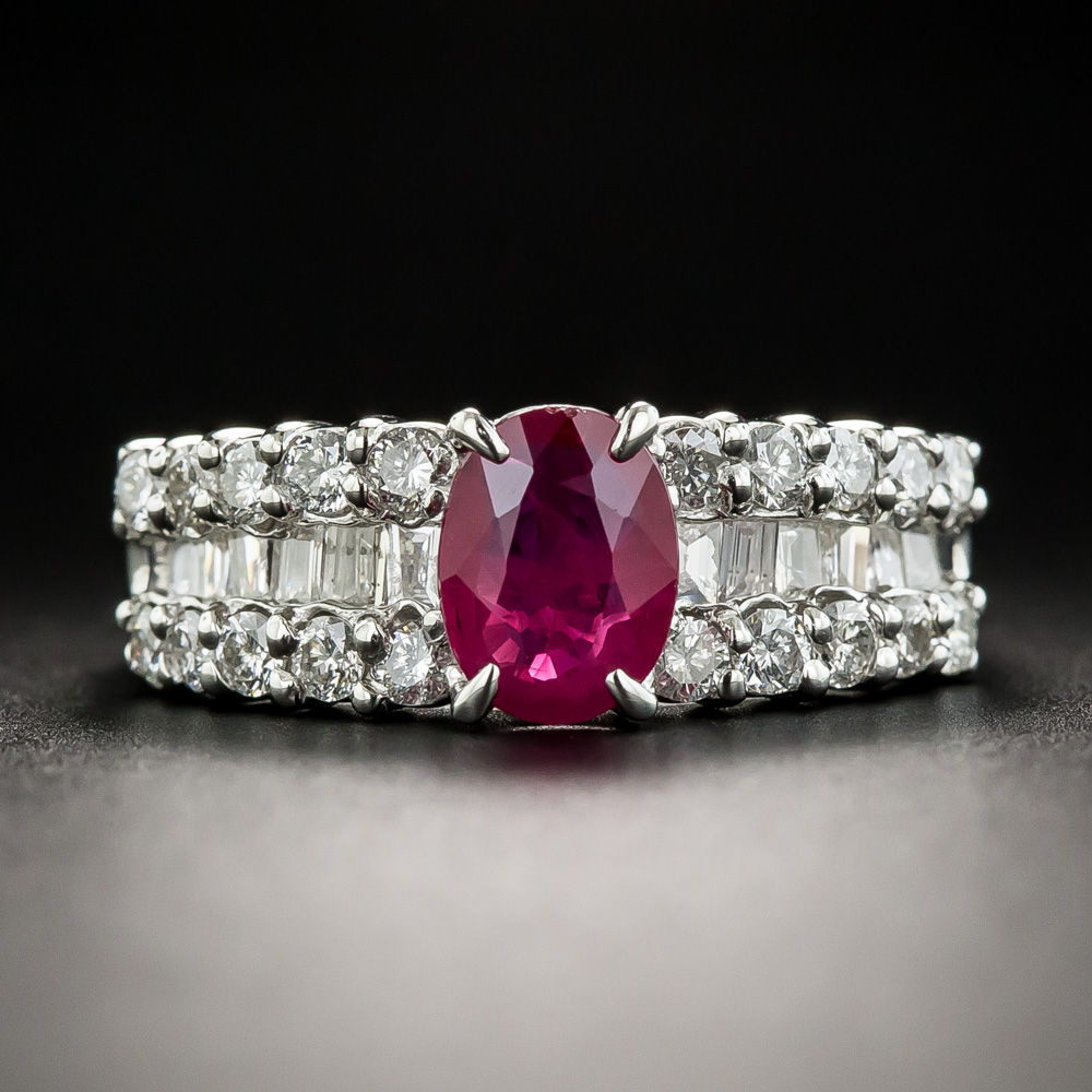 Estate 1.01 Carat Burma Ruby and Diamond Ring