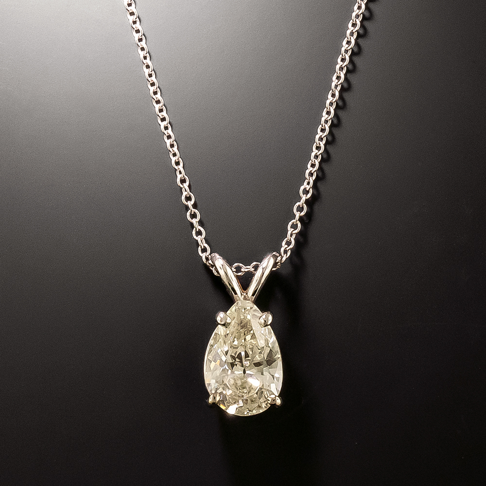 Estate 1.15 Carat Pear-Shape Diamond Solitaire Pendant