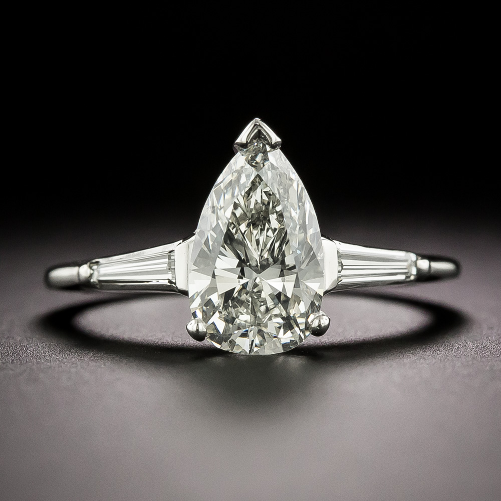 Estate 1.55 Carat Pear-Shaped Diamond Solitaire Engagement Ring - GIA J SI1