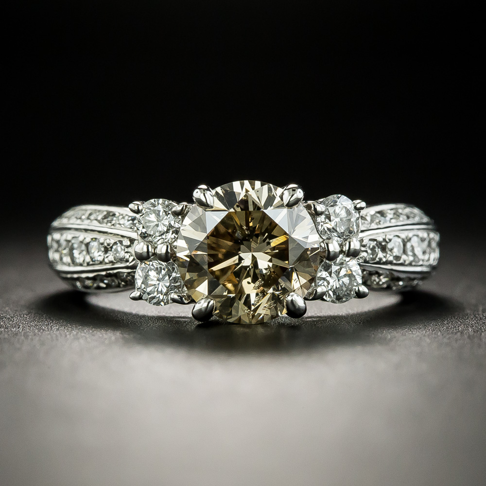 Estate 1.71 Carat Fancy Light Brown Diamond Engagement Ring - GIA