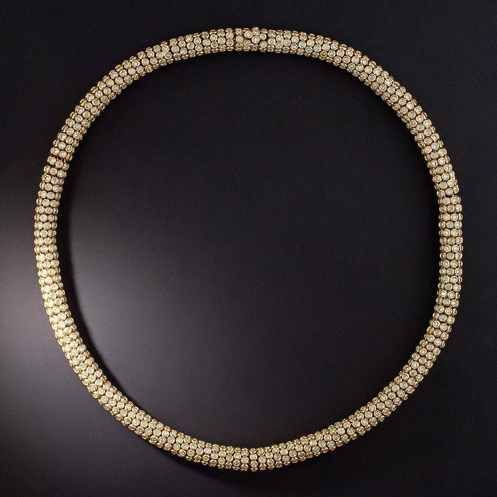 Estate 18K Diamond Tubular Necklace - 32.50 Carats