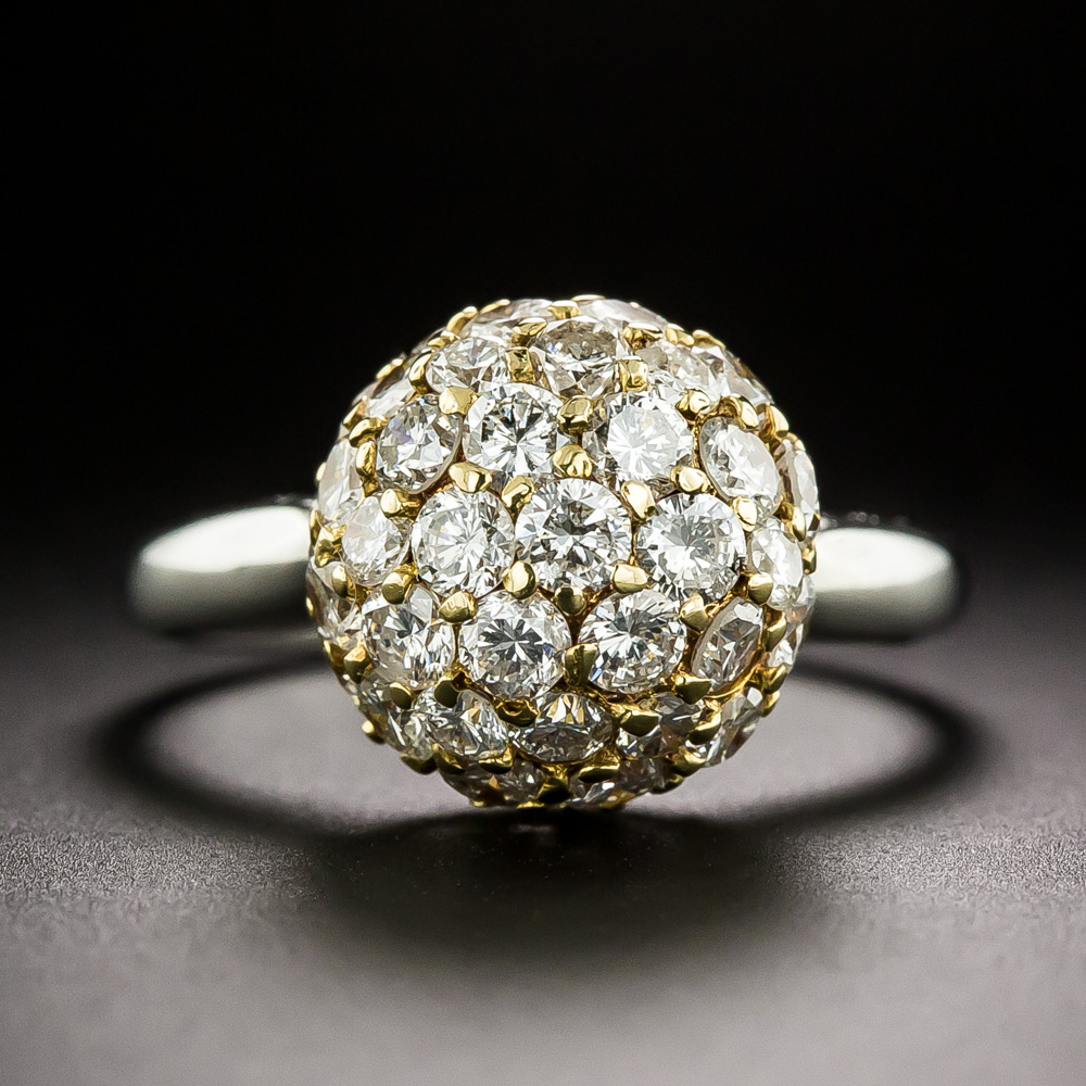 Estate 18K Pavé Diamond Ball Ring - 2.70 Carats