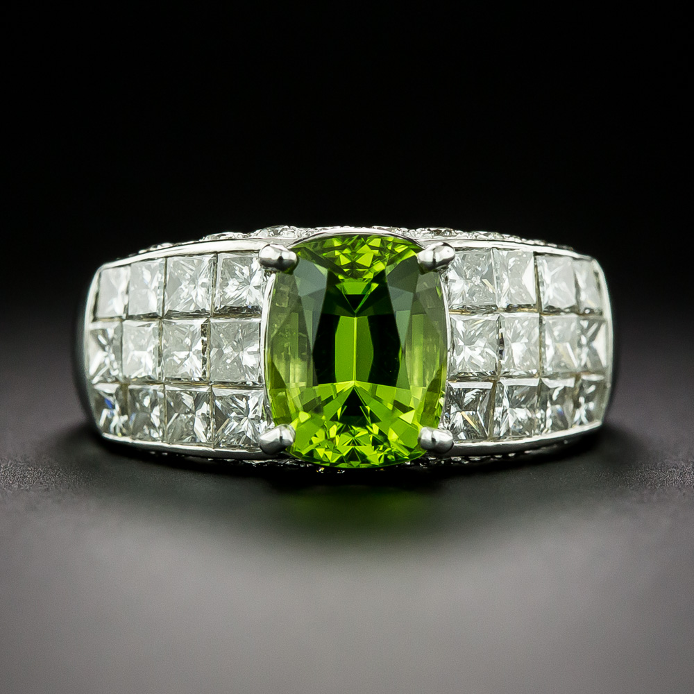 Estate 2.47 Carat Peridot And Diamond Ring