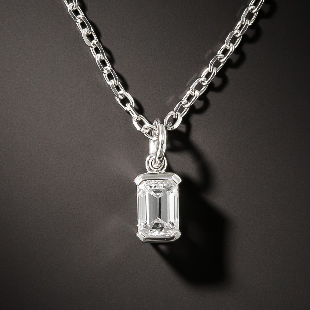Estate .50 Carat Emerald-Cut Diamond Pendant