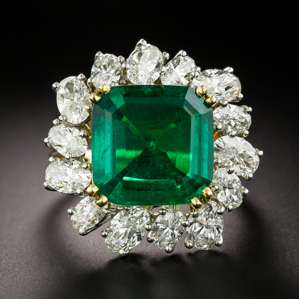 Estate 7.22 Carat Colombian Emerald and Diamond Ring - AGL Minor ...