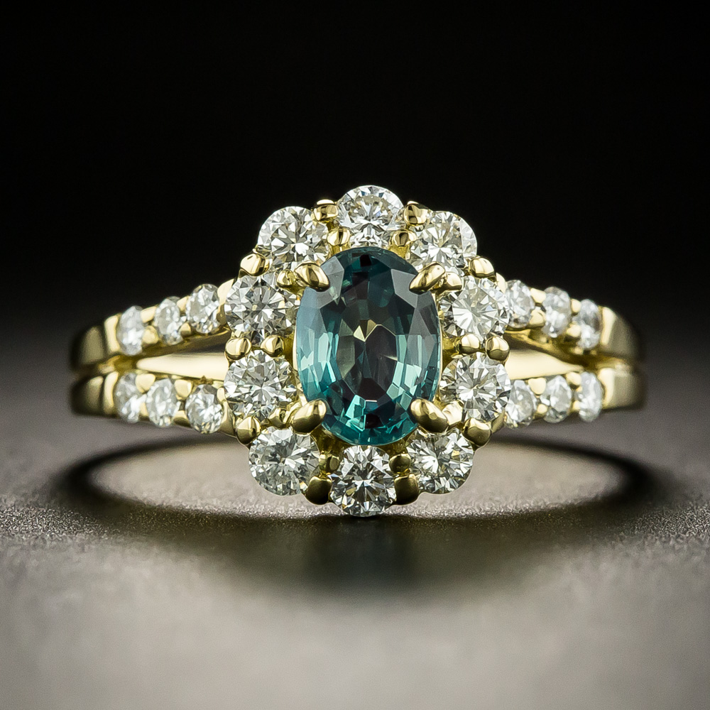 Estate .80 Carat Alexandrite and Diamond Halo Ring