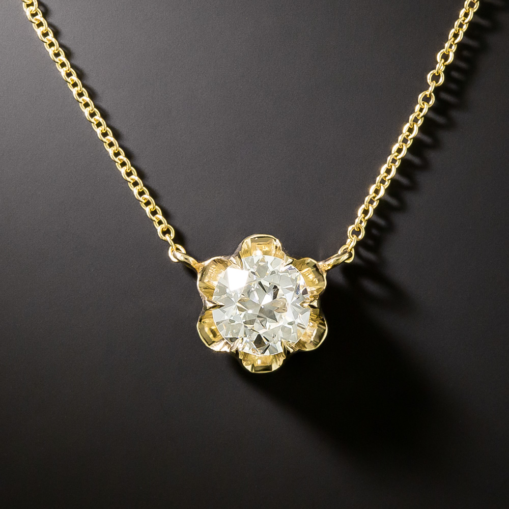 Estate .89 Carat European-Cut Diamond Buttercup Pendant