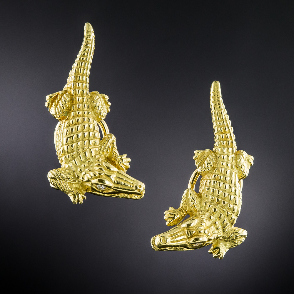 Estate Alligator Earrings