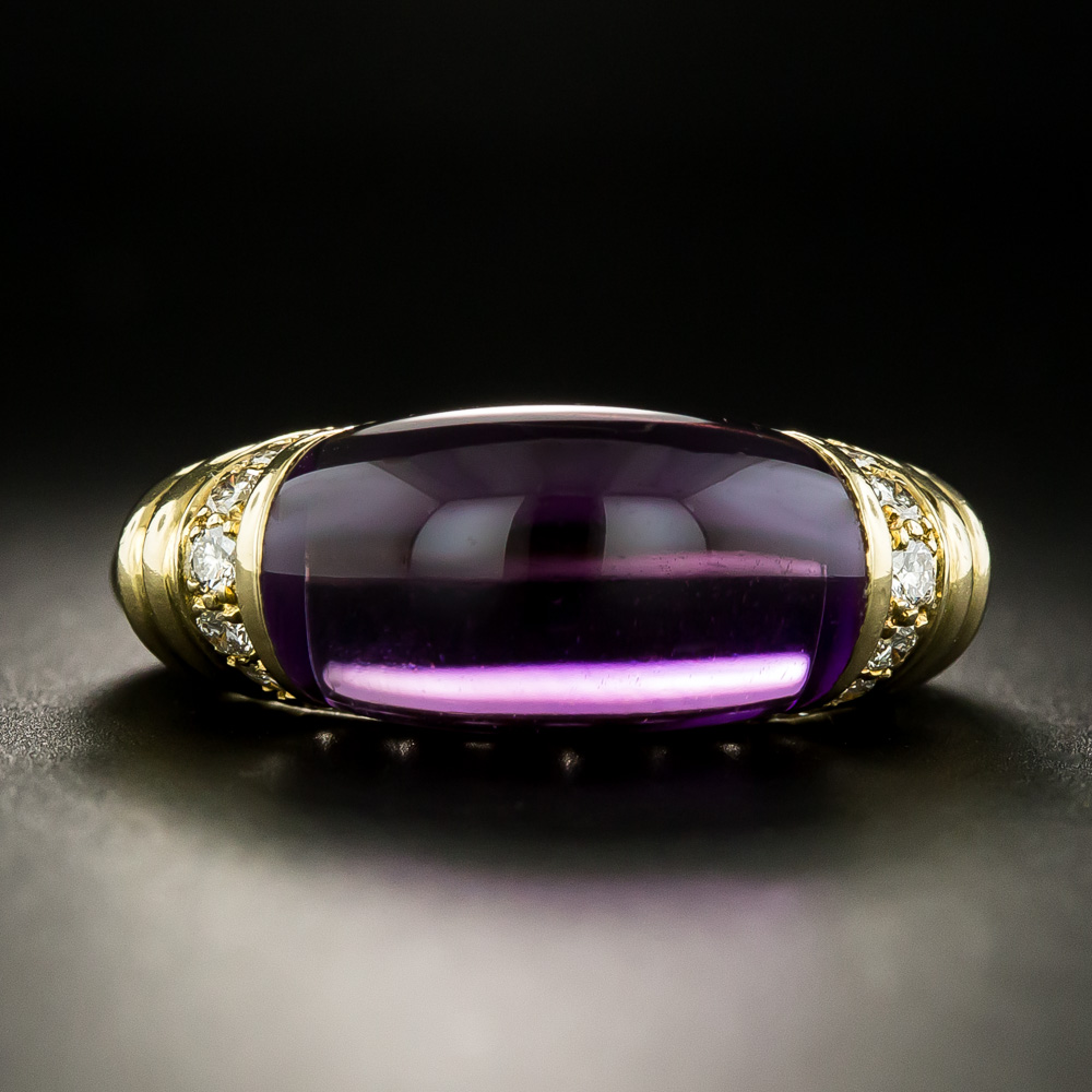 Estate Amethyst and Diamond Saddle Ring