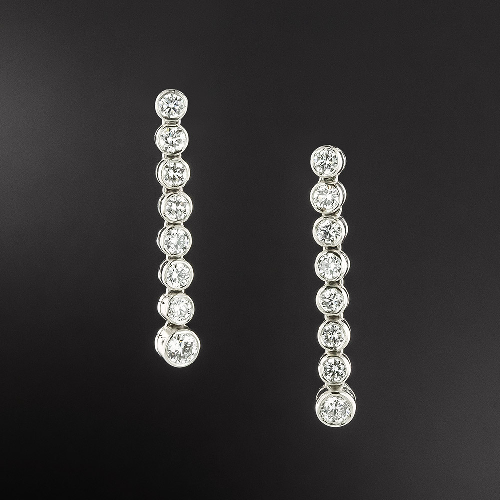 Estate Bezel-Set Diamond Dangle Earrings
