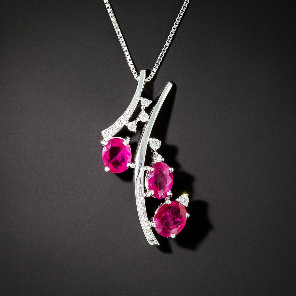 Estate Burmese Ruby and Diamond Pendant