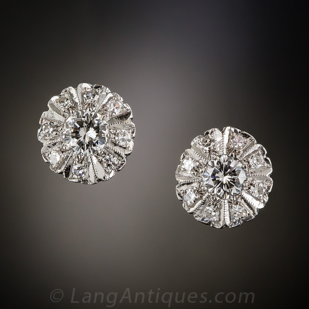 Estate Cathy Waterman Diamond Cluster Earrings