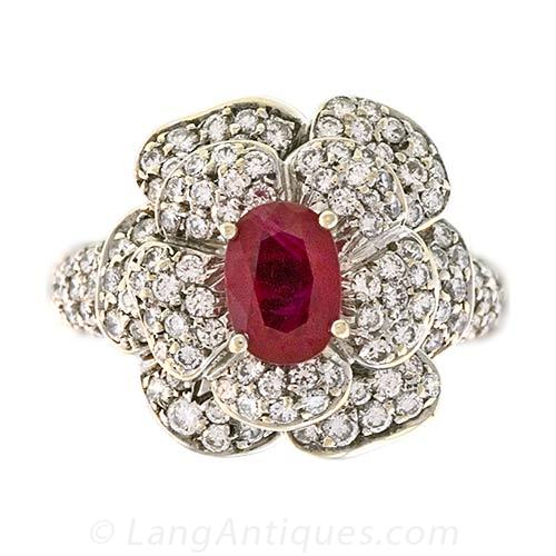 Estate 'Chanel' Ruby and Diamond Ring