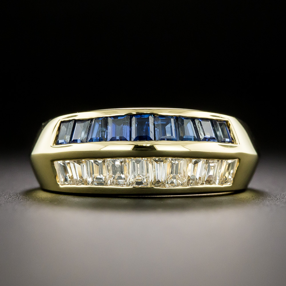Estate Diamond and Sapphire Double Channel Ring