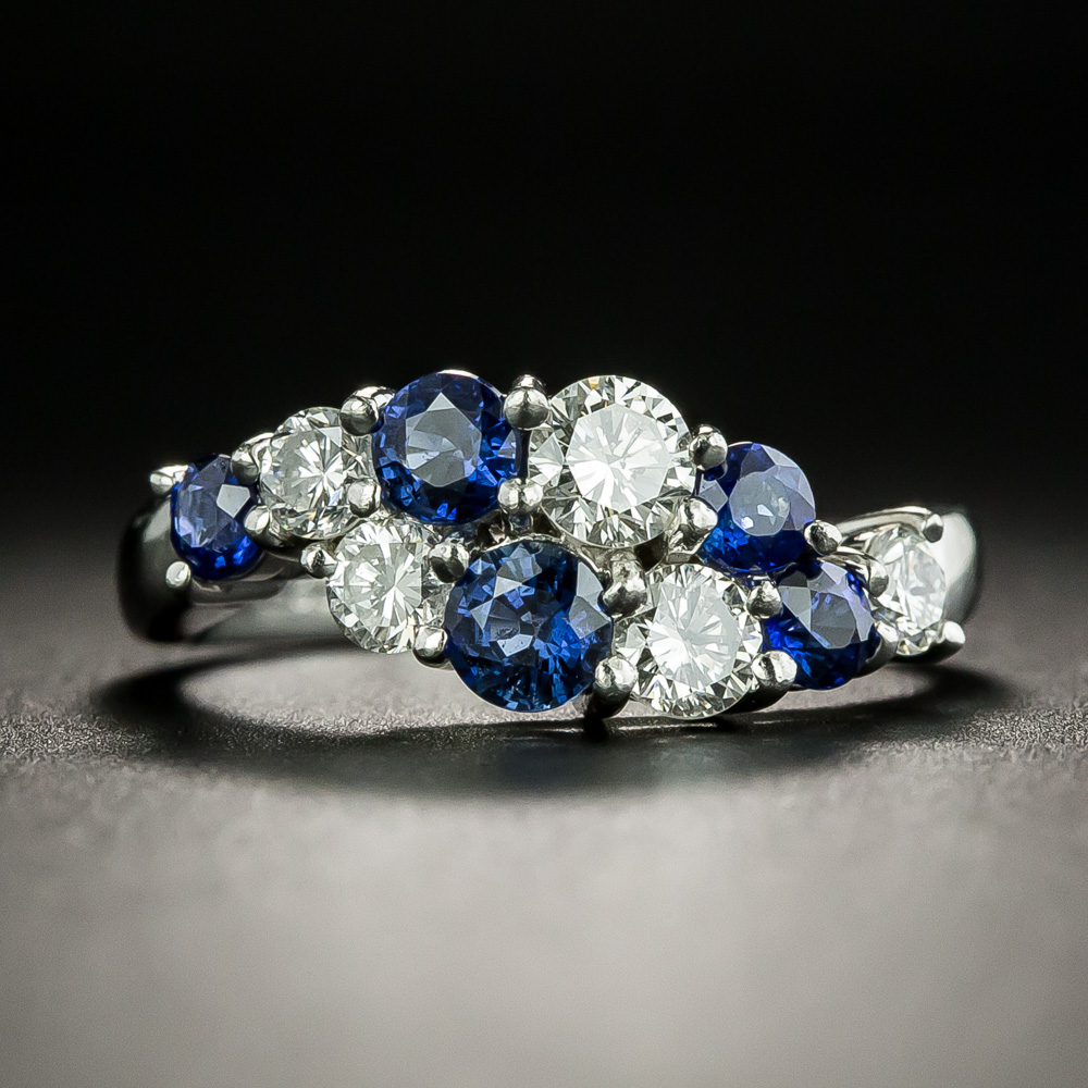 Estate Diamond And Sapphire Wave Band Ring