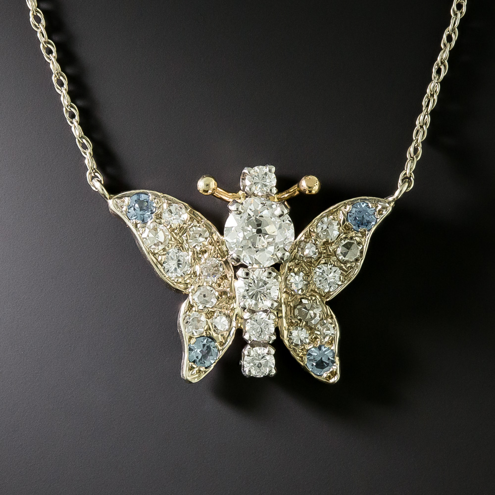 Estate Diamond Butterfly Pendant