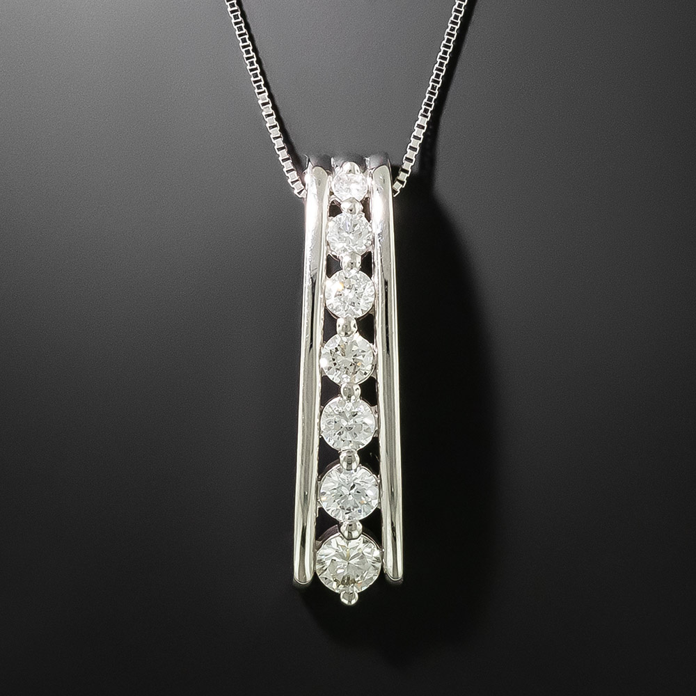 Estate Diamond Channel Pendant