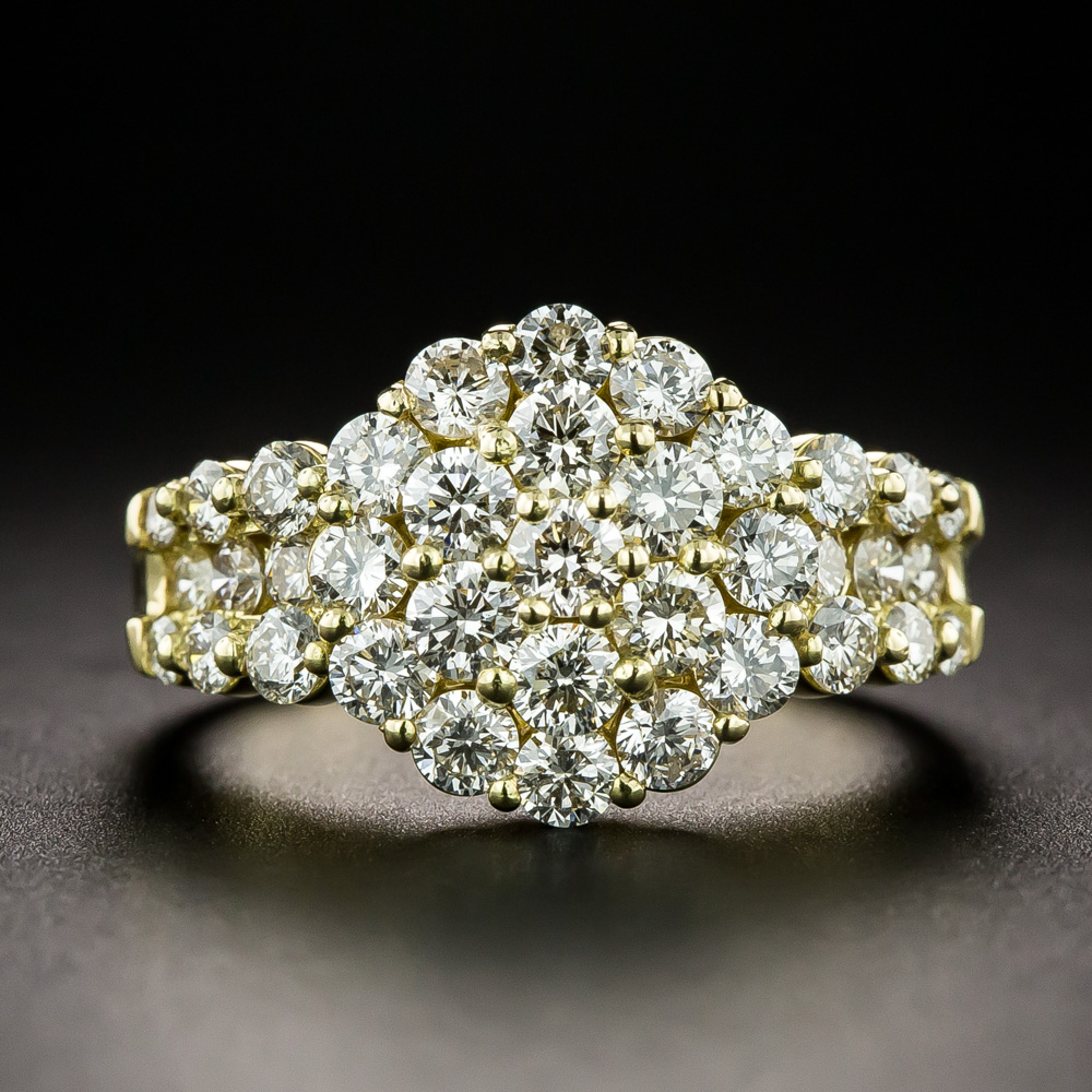 Estate Diamond Cluster 'Cigar Band' Ring