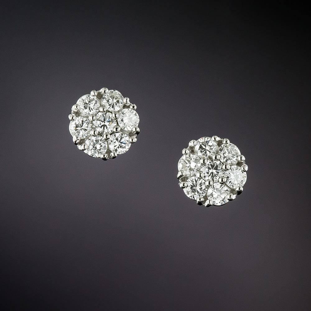 Estate Diamond Cluster Earrings