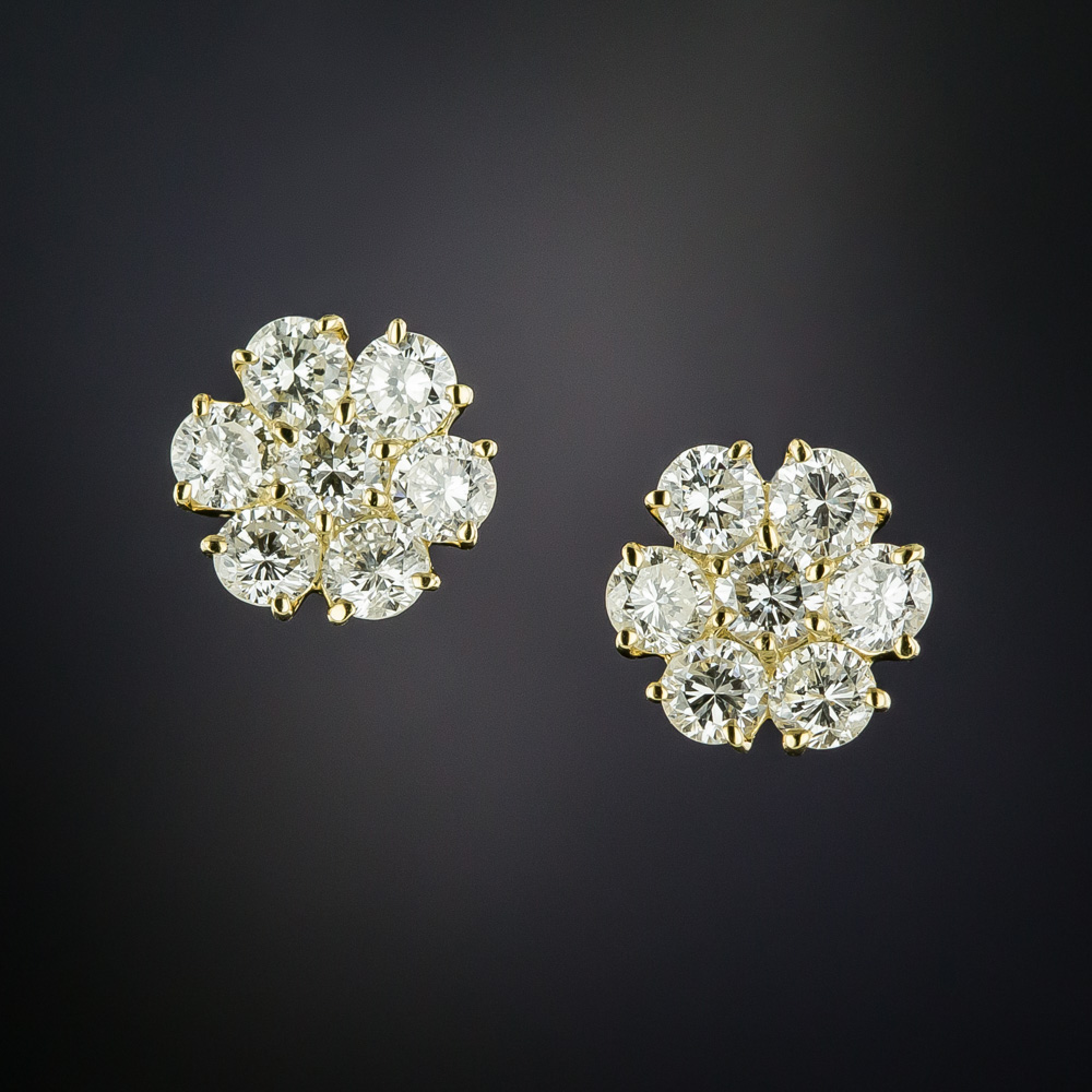 Estate Diamond Cluster Earrings