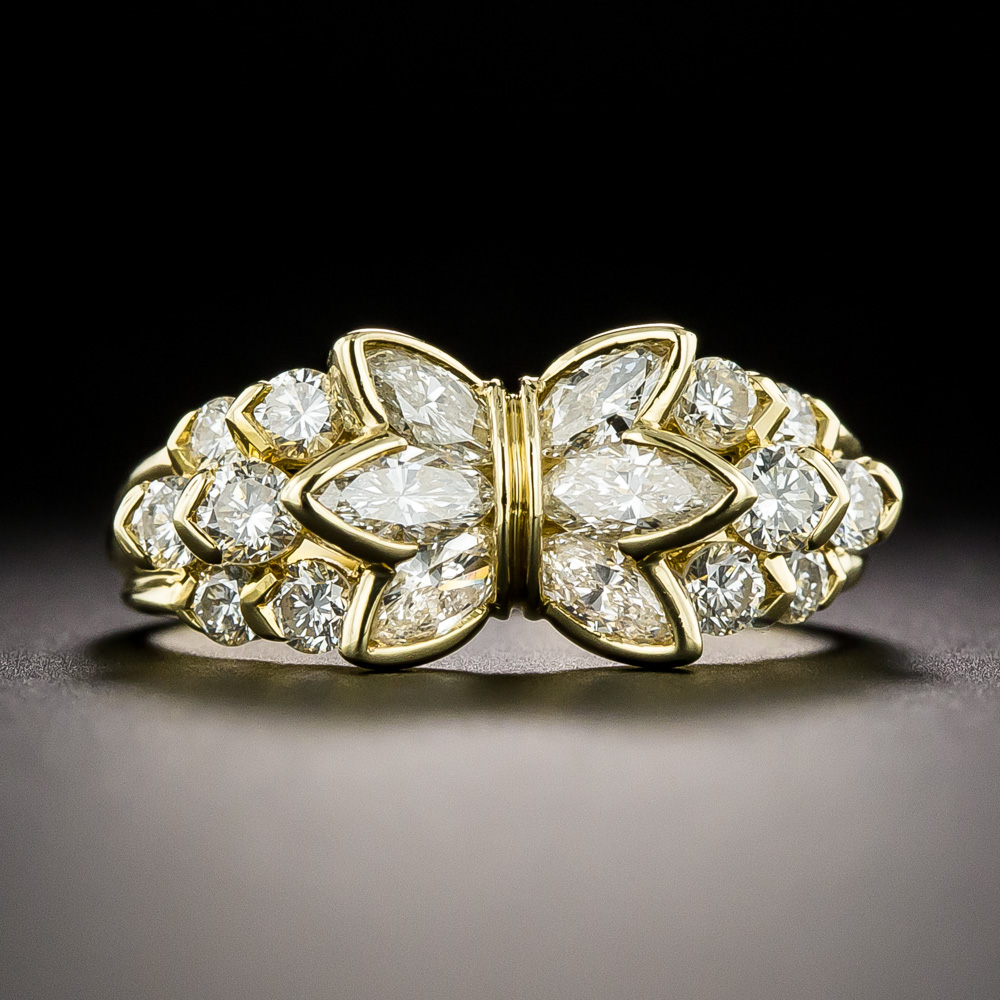 Estate Diamond Stylized Bow Ring