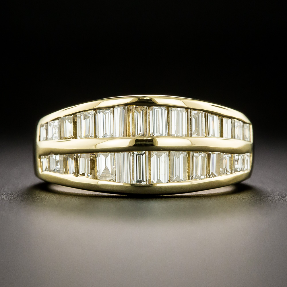 Estate Double Row Baguette Diamond Band Ring